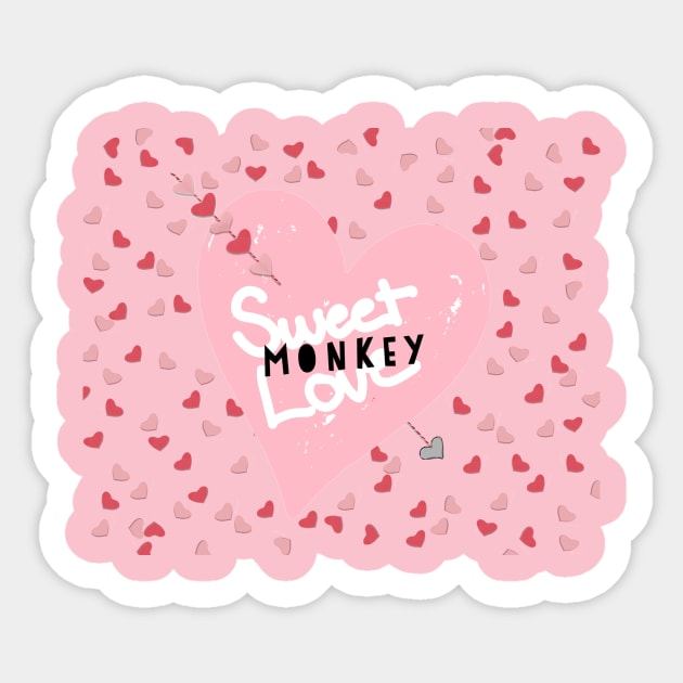 Sweet Monkey Love - Love - Sticker | TeePublic
